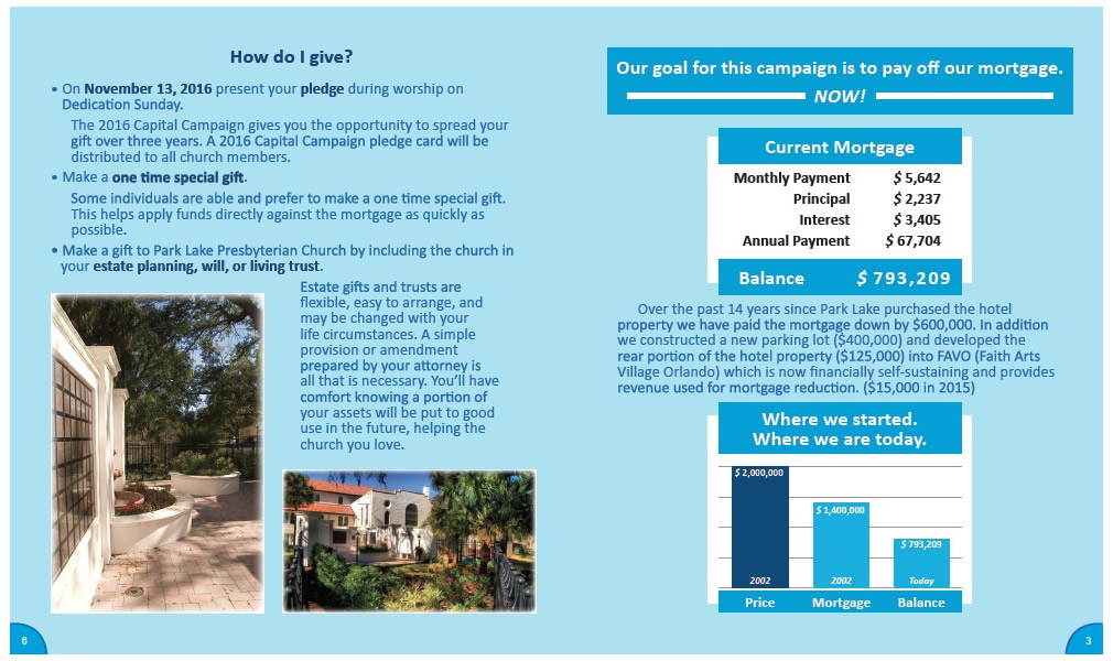 Capital Campaign 2016 Free To Give Park Lake Presbyterian Church